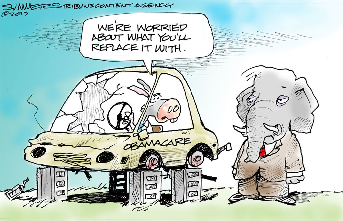 Political cartoon U.S. repeal and replace ObamaCare | The Week
