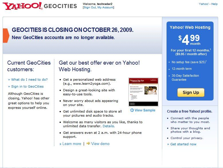 Rise of the social web - GeoCities closes: fond memories of free sites ...