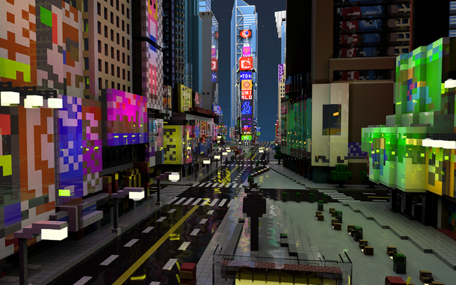 Times Square Minecraft remake is complete with billboards and building ...