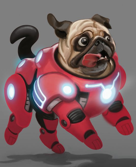 Draw a pug wearing futuristic armour | Creative Bloq