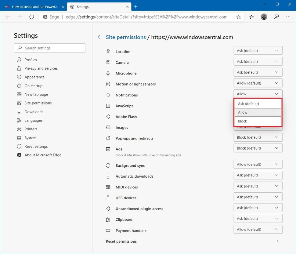How to manage site permissions on the new Microsoft Edge | Windows Central