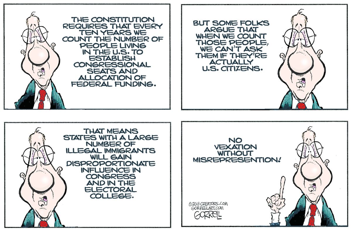 Political cartoon U.S. constitution census citizenship representation ...