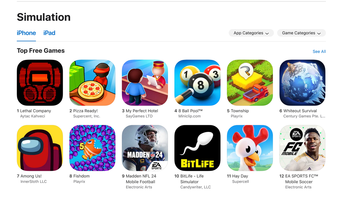 Lethal Company is one of the top games on the iOS App Store, but there ...