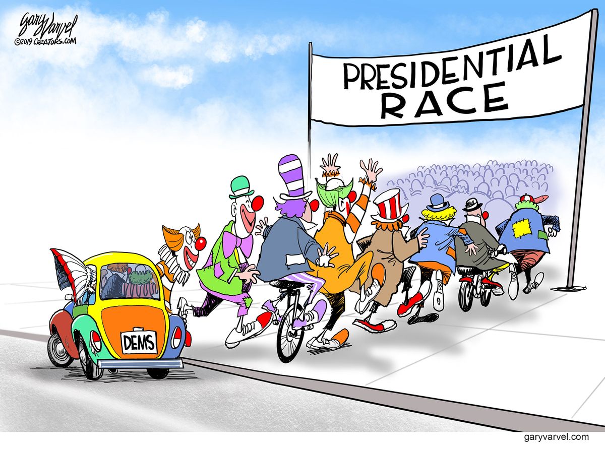 Political Cartoon U.S. 2020 presidential race clowns | The Week