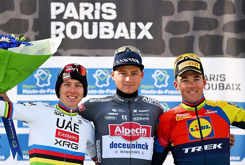 Paris-Roubaix: Mathieu van der Poel powers to third win in a row as ...