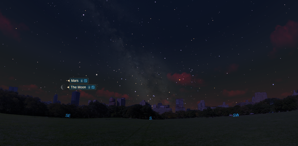 You can see the moon shine with Jupiter, Saturn and Mars before dawn ...