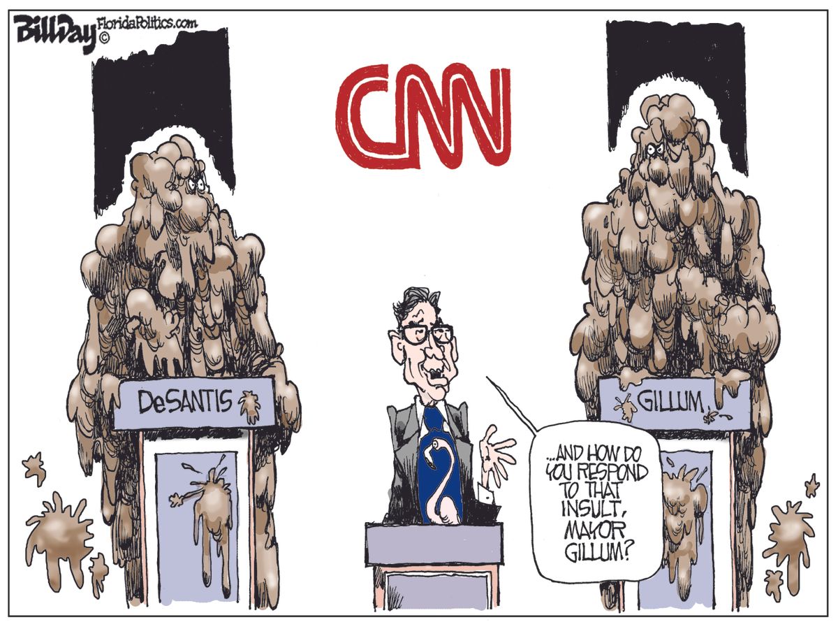 Political cartoon U.S. Florida governor race mud slinging Ron DeSantis ...