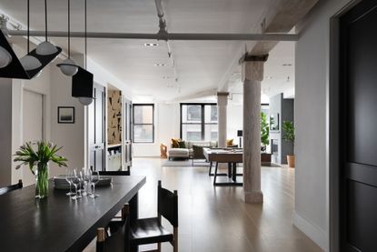 A Former NYC Artist's Loft With a Laundry That Becomes a Bar