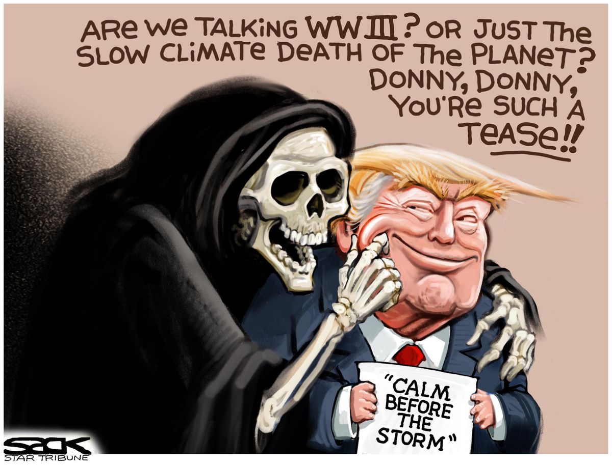 Political cartoon U.S. Trump Clean Power Plan climate change North ...