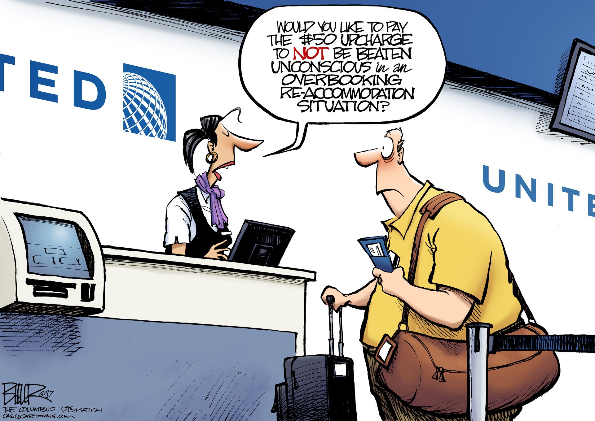 Editorial Cartoon U.S. United Airlines surcharge overbooked flight ...