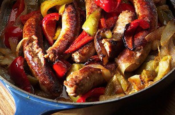 Chipolata and sweet pepper pan fry | Dinner Recipes | GoodtoKnow
