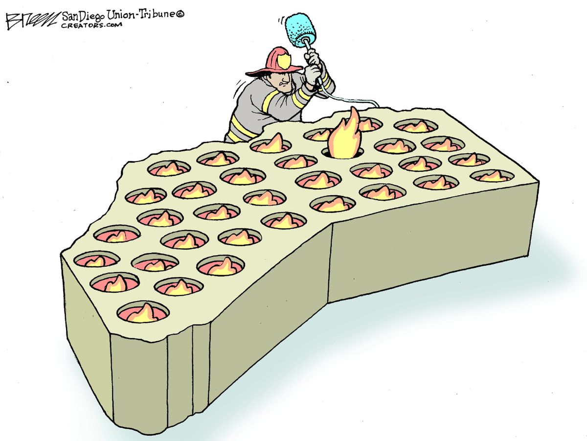 Editorial Cartoon U.S. California wildfires whack a mole | The Week