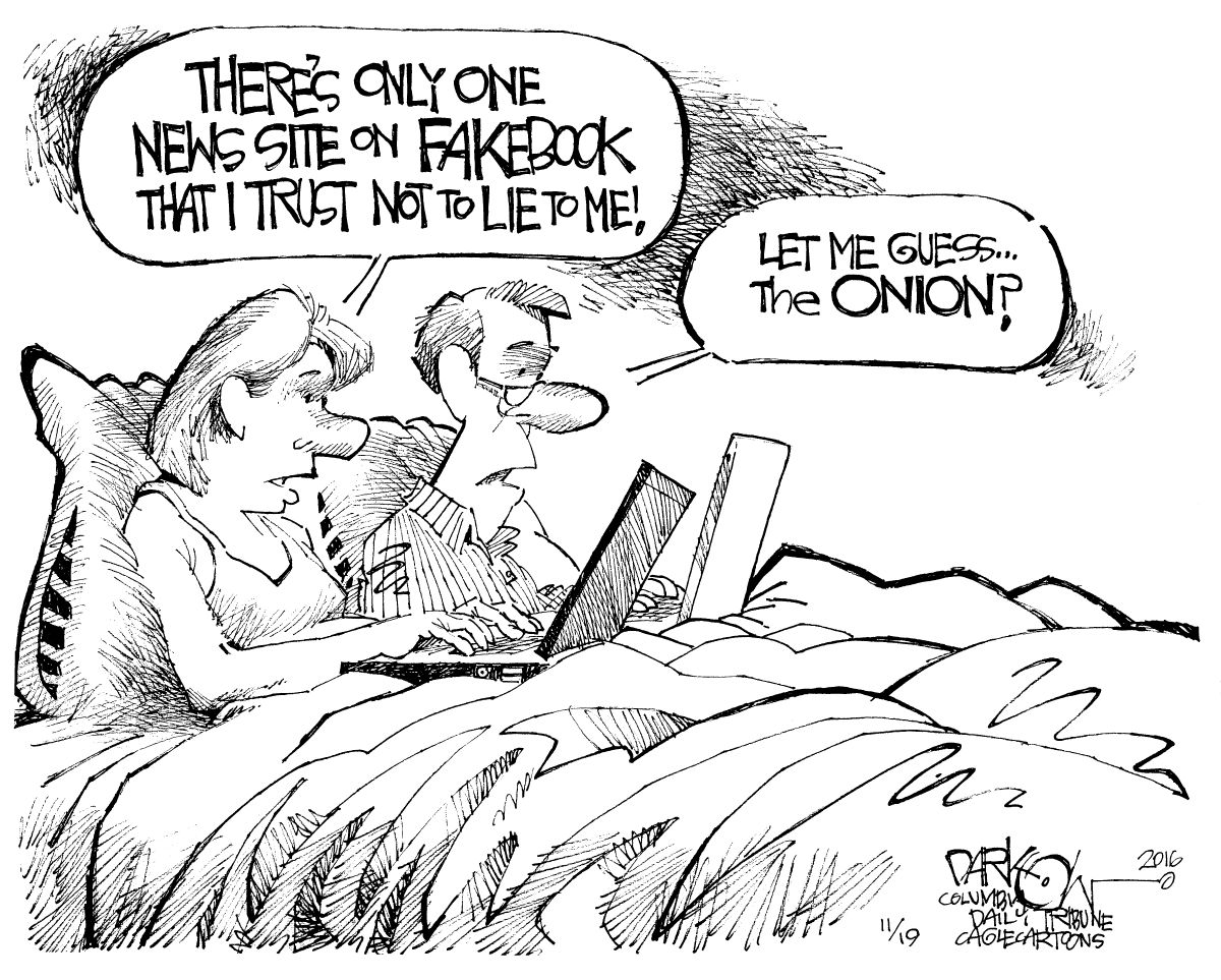 Political cartoon U.S. spread of fake news | The Week