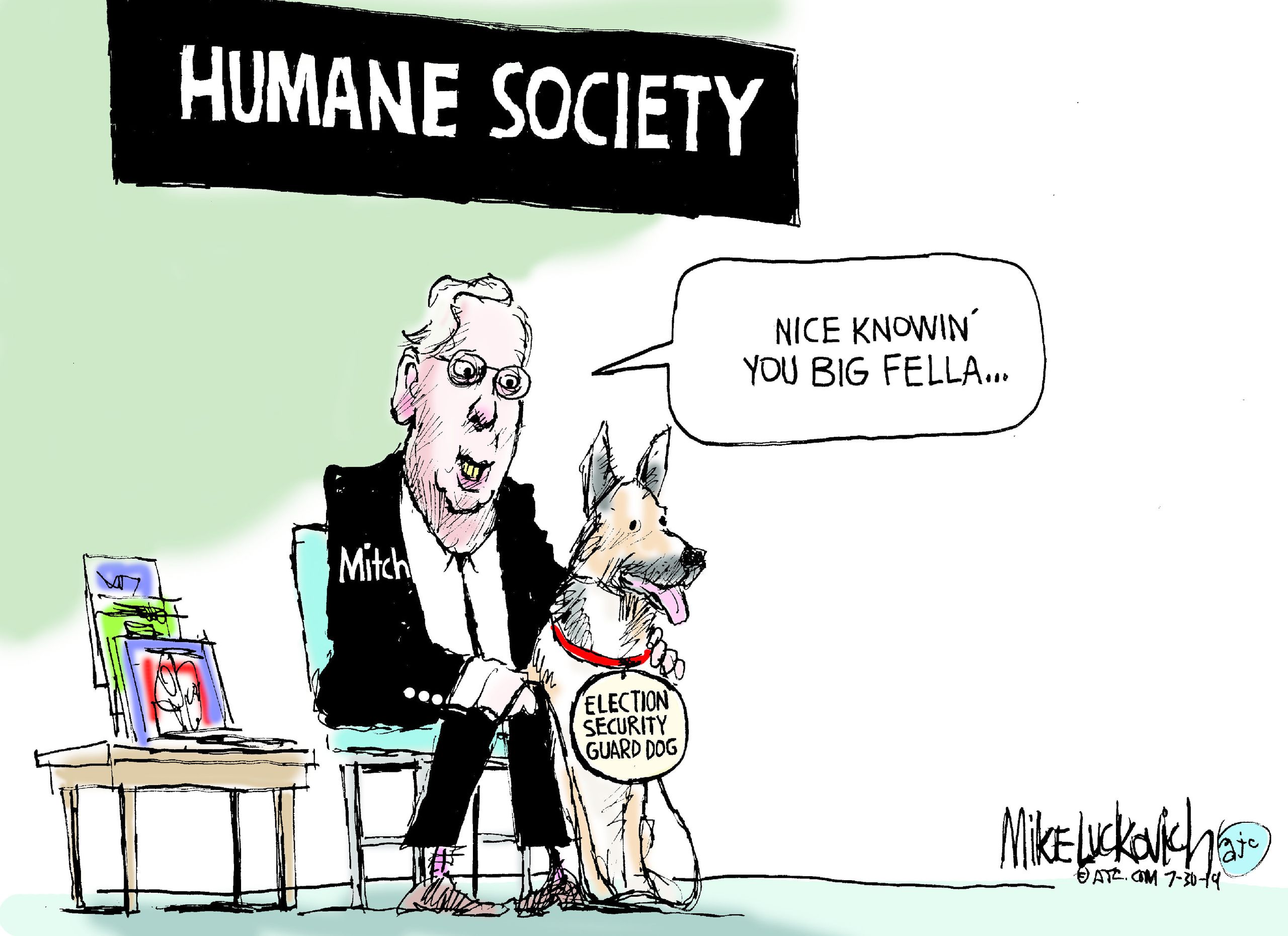 Political Cartoon U.S. McConnell Election Security Guard Dog Russian ...