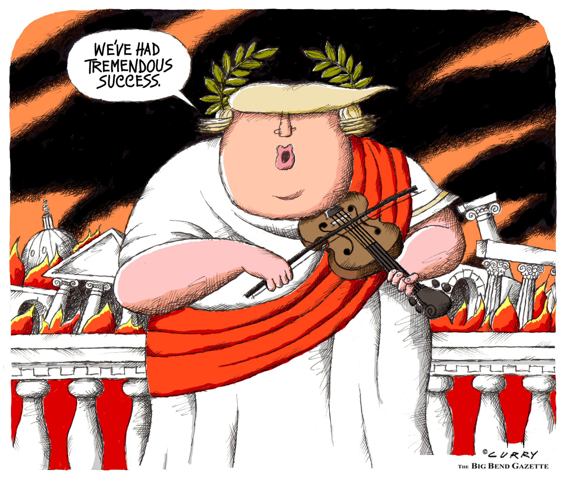 Political Cartoon U.S. Trump Nero fiddling coronavirus | The Week