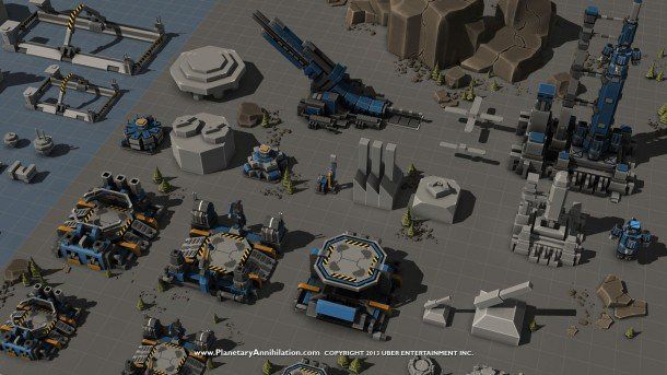 Planetary Annihilation screenshots show buildings, units, unit cannon ...
