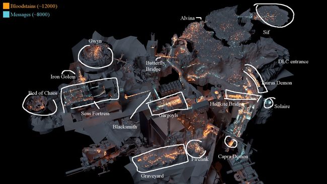 Dark Souls death map shows that plenty die at Firelink Shrine | PC Gamer