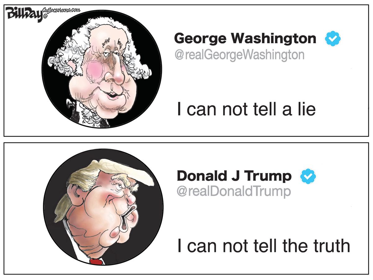 Political Cartoon U.S. George Washington Trump Can Not Tell The Truth ...