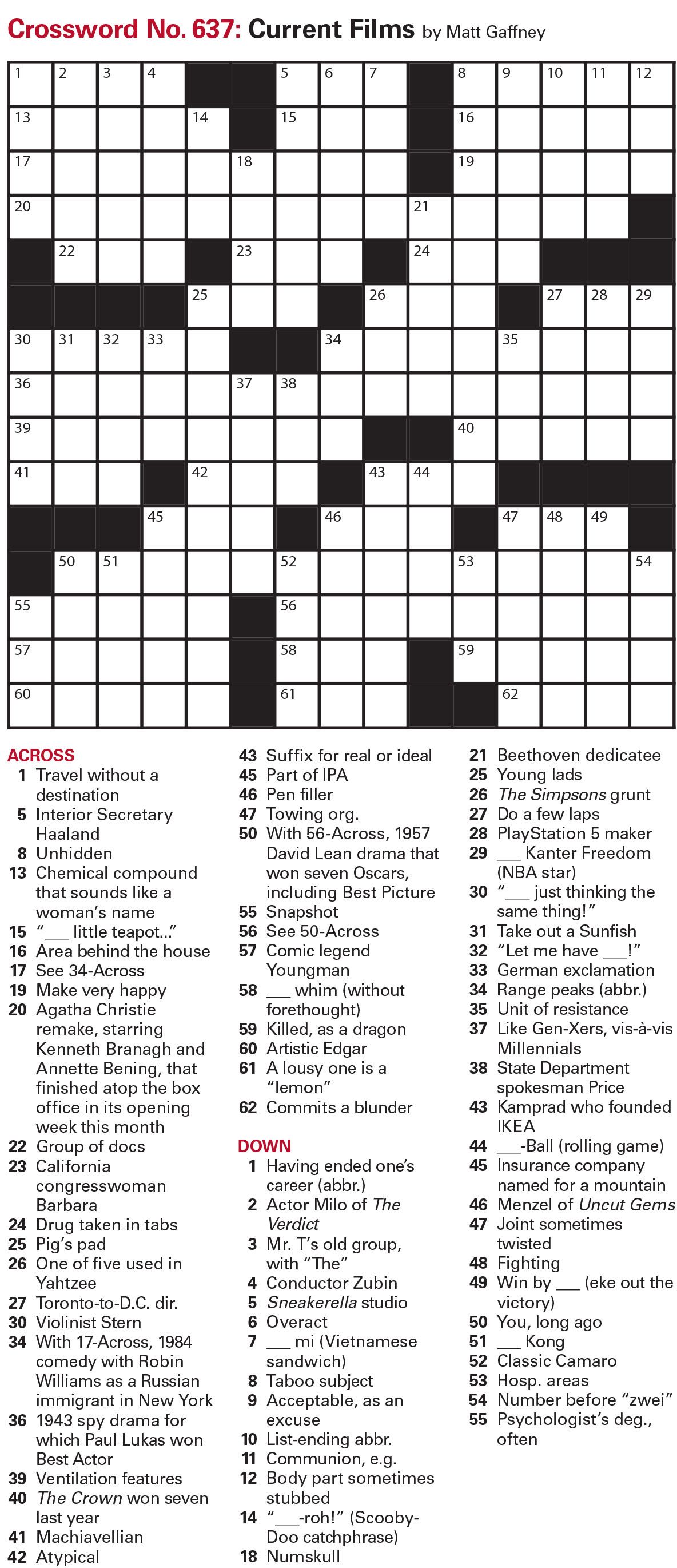 Puzzles: Interactive Crossword - Issue: March 4, 2022 | The Week