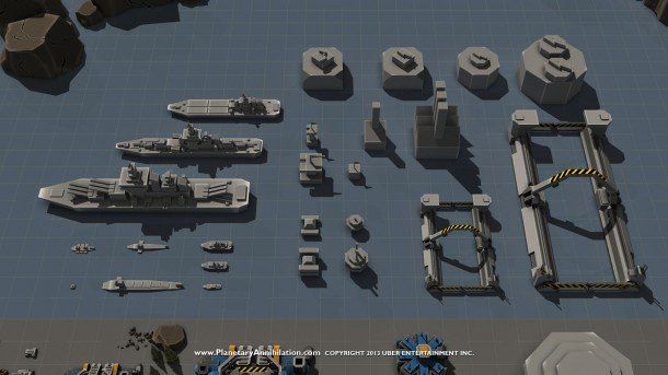 Planetary Annihilation screenshots show buildings, units, unit cannon ...