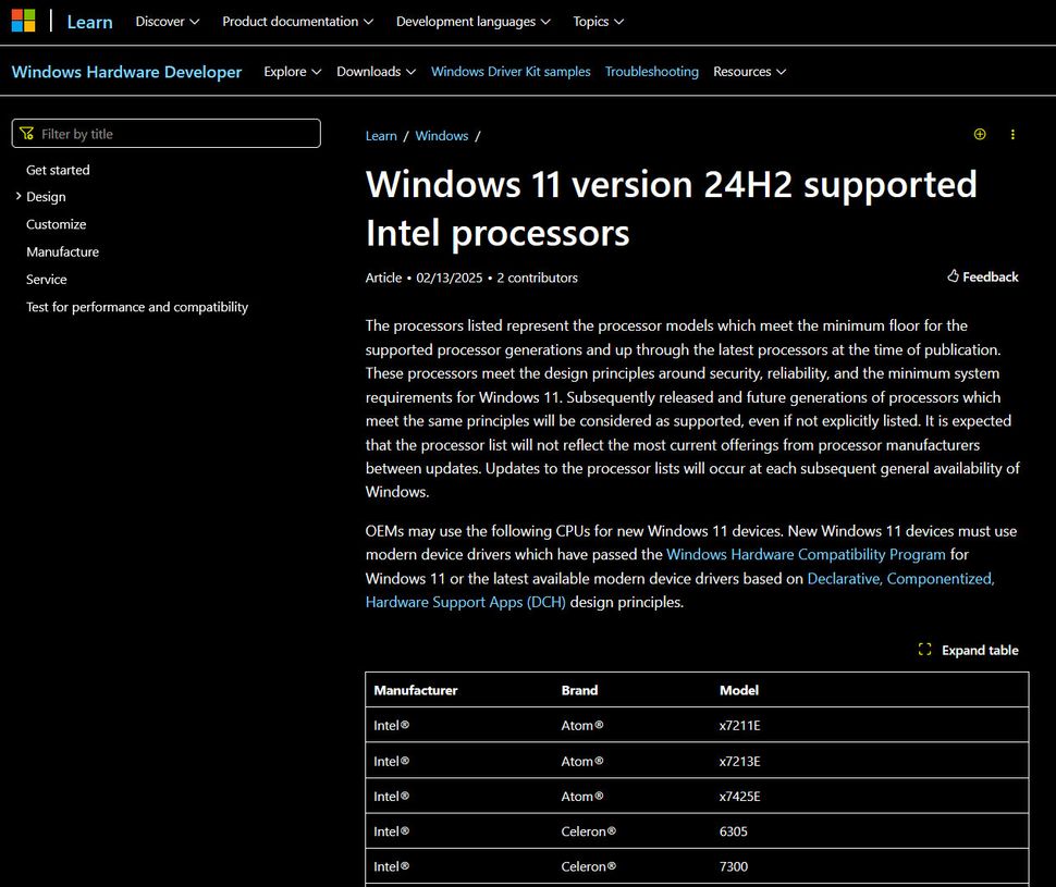 Intel 8th, 9th and 10th Gen processors absent from Microsoft's Windows ...