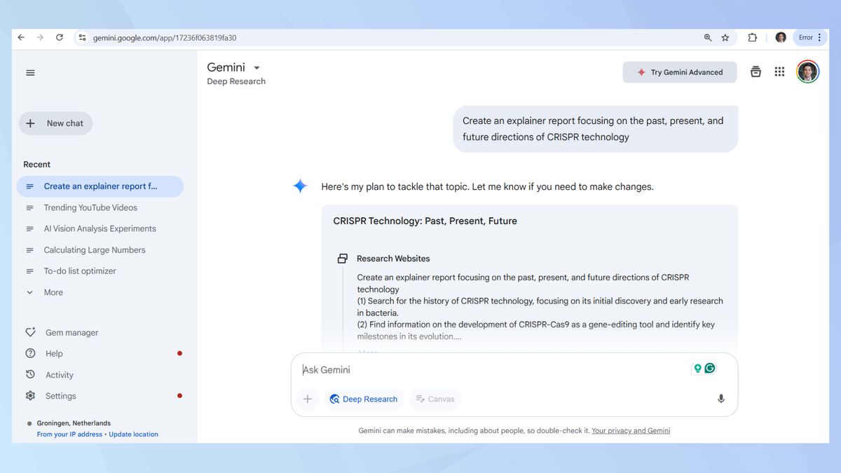 Gemini Deep Research is now free — here's how to use it | Tom's Guide