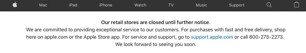 Apple is now saying its stores are closed 'until further notice' | iMore