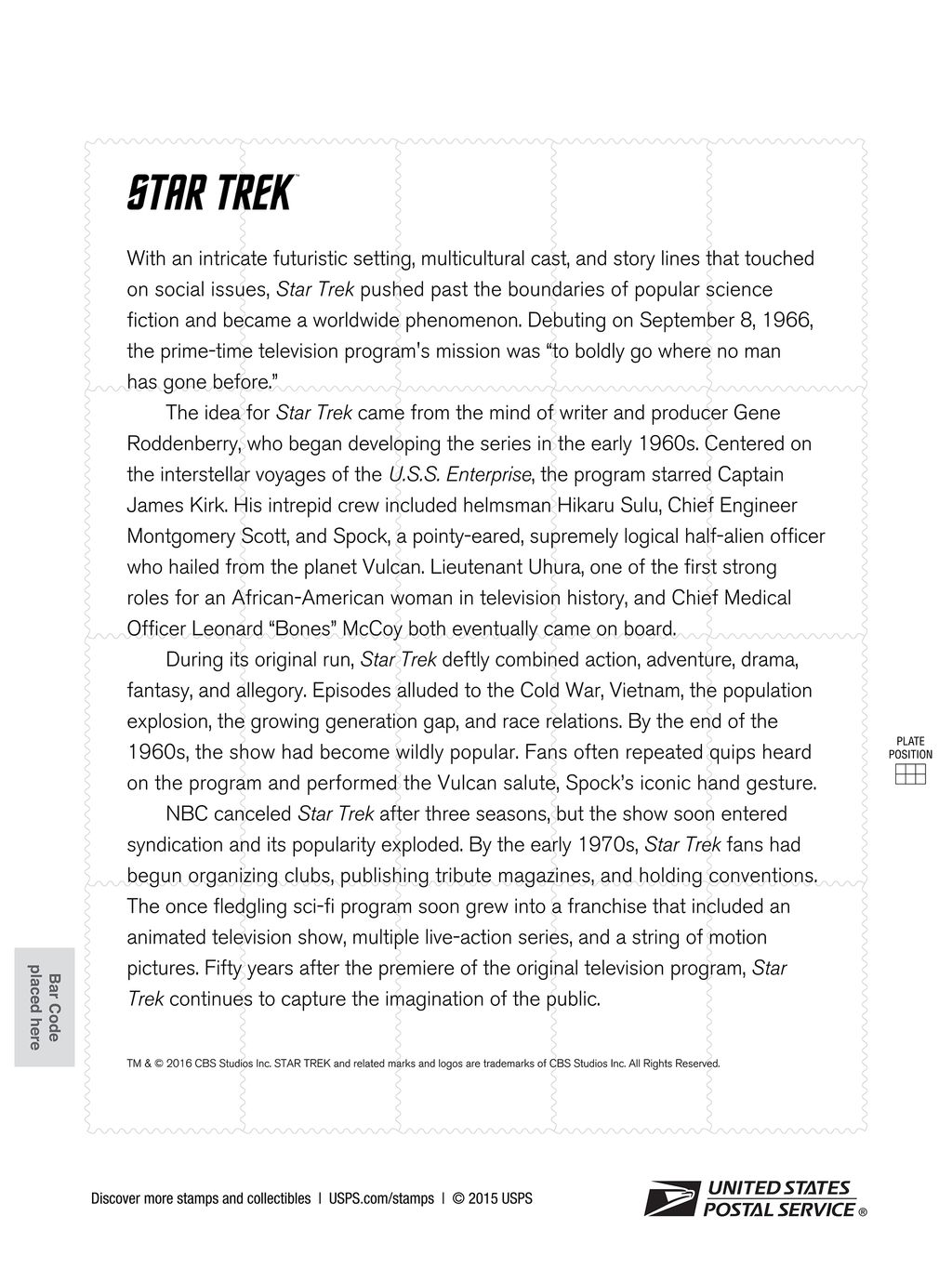 'Star Trek' 50th Anniversary Postage Stamps: USPS Photos | Space