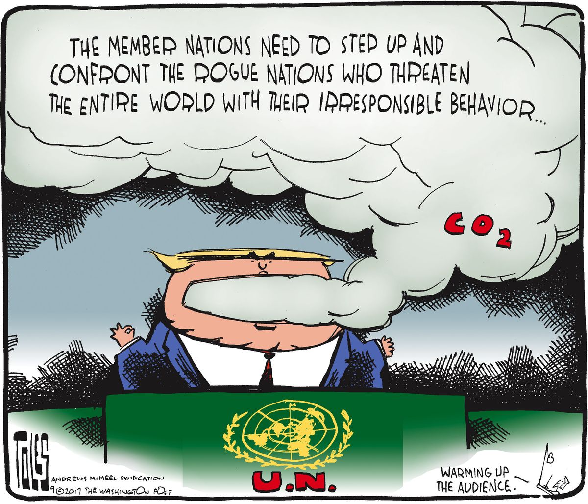 Political cartoon U.S. Trump UN speech climate change | The Week