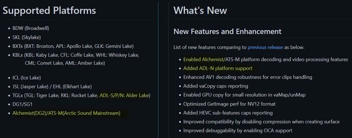 Intel Media Driver 22.1.1 Adds Support for Intel Arc Alchemist GPUs | Tom's Hardware