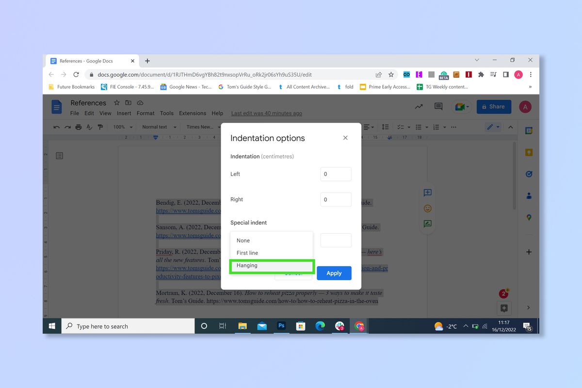 How to do a hanging indent in Google Docs | Tom's Guide