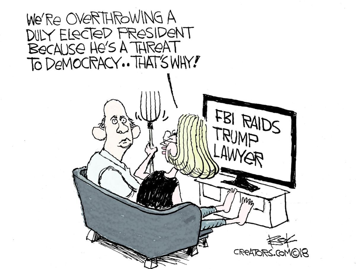 Political cartoon U.S. Trump impeachment FBI raid Michael Cohen | The Week