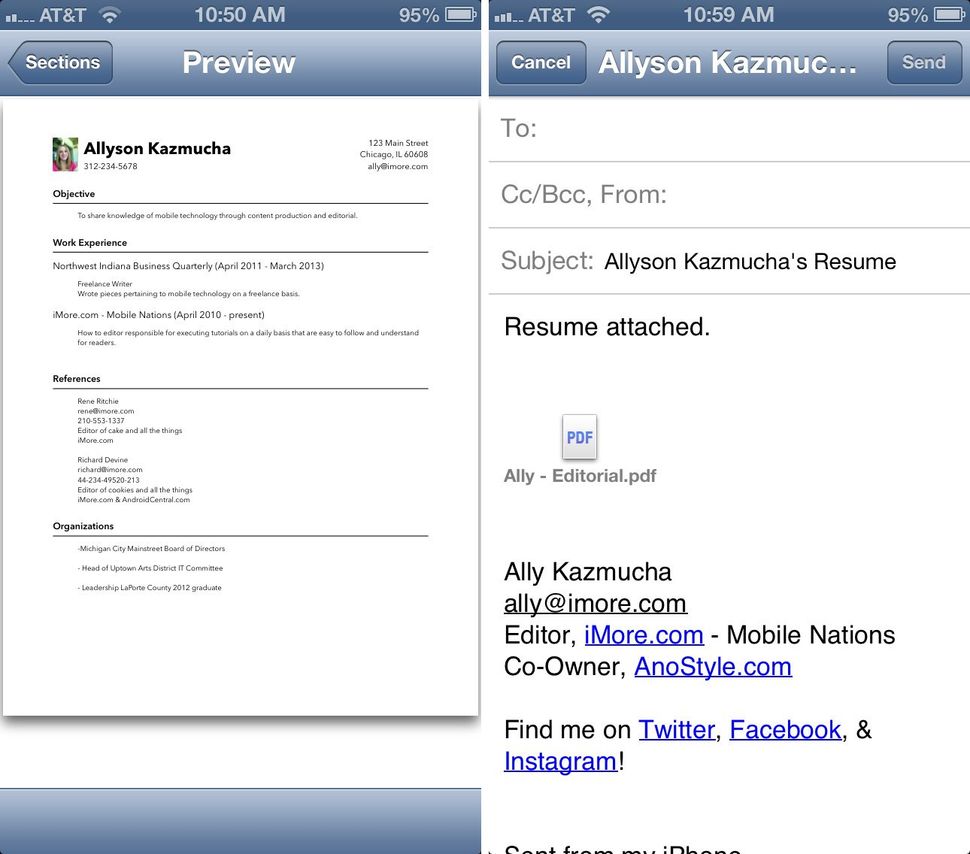 Resume Designer for iPhone and iPad review: Create good looking resumes ...