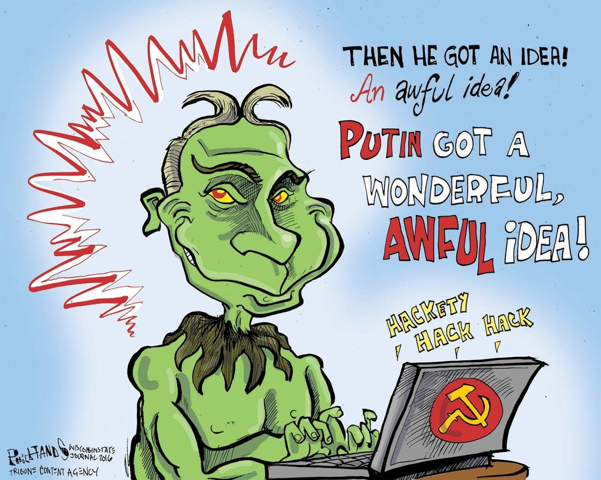 Political cartoon U.S. 2016 election Grinch Putin hacking | The Week