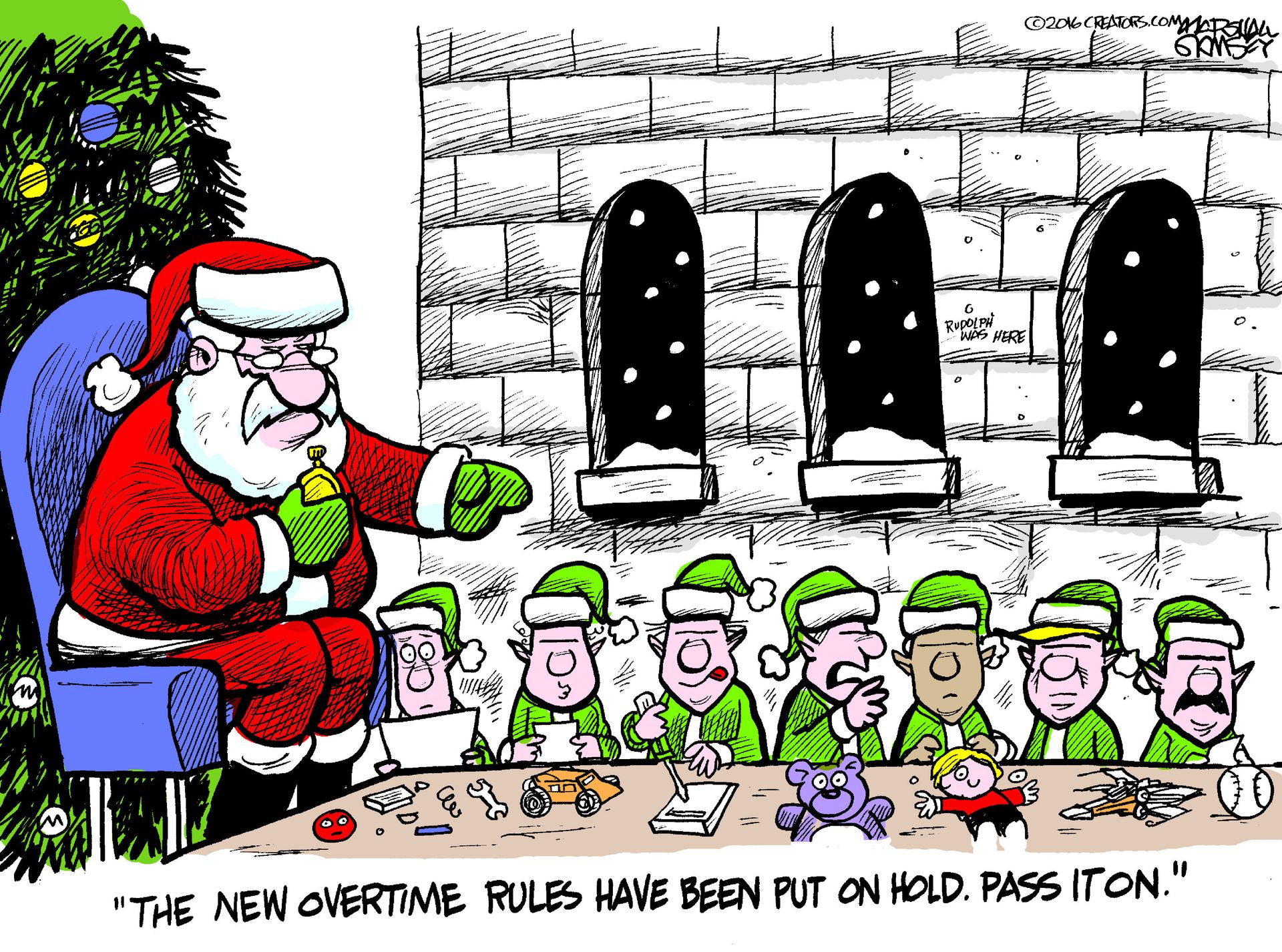 Editorial cartoon U.S. Santa Claus Christmas overtime rules | The Week