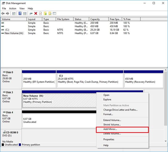 How to set up a mirrored volume for file redundancy on Windows 10 ...