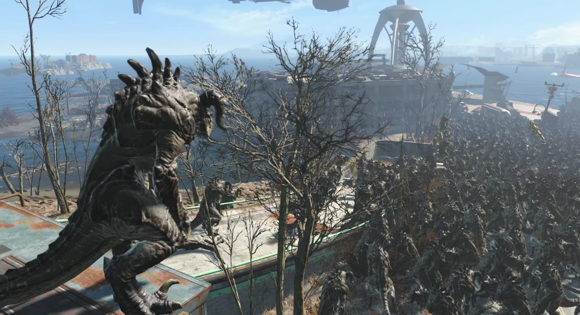 Fallout 4 melts down with 300,000 deathclaws versus 300 Brotherhood of ...
