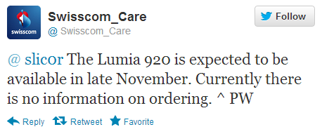 Swisscom expecting to launch Lumia 920 Windows Phone late November ...