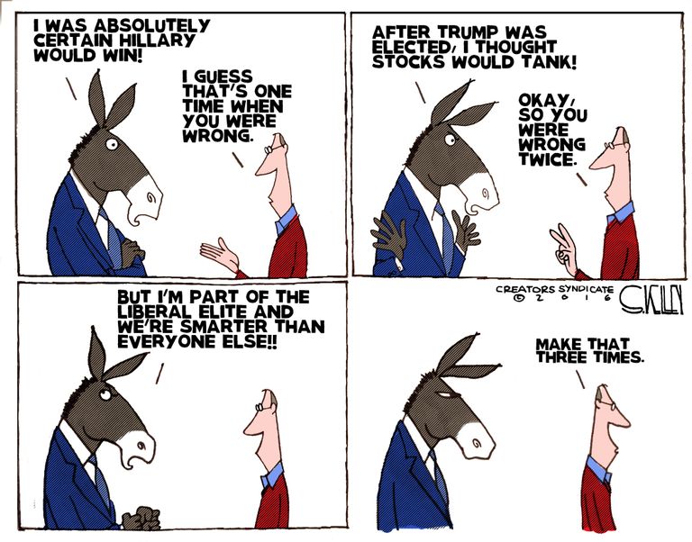 Political cartoon U.S. Democrats liberal elites | The Week