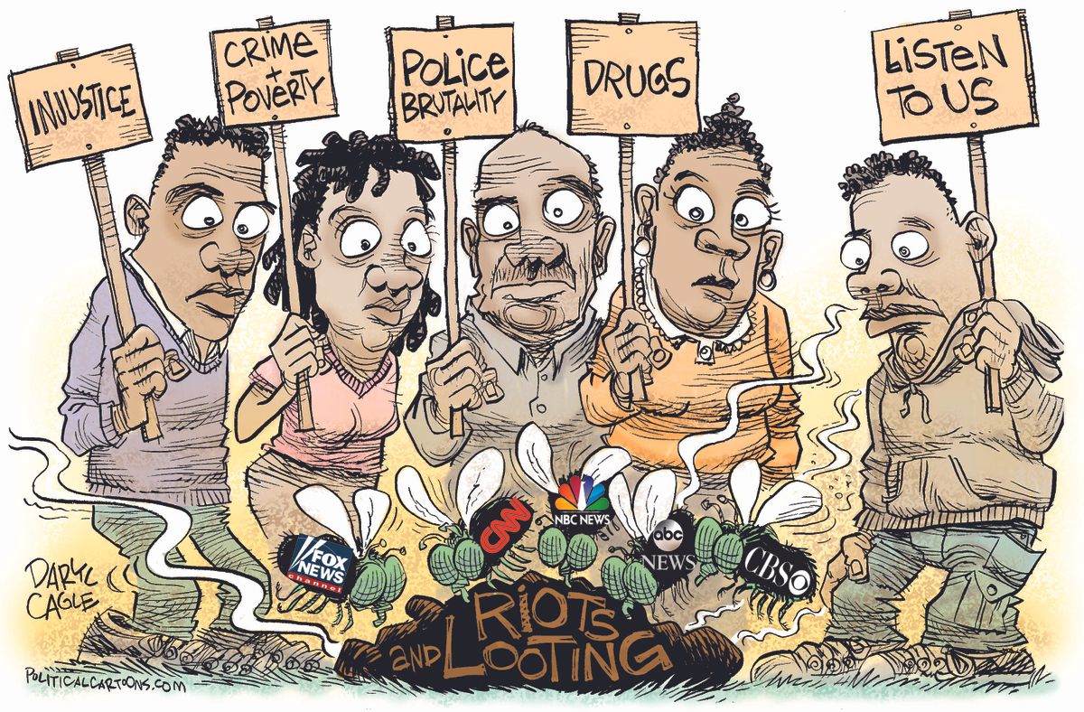 Editorial cartoon U.S. race relations media | The Week
