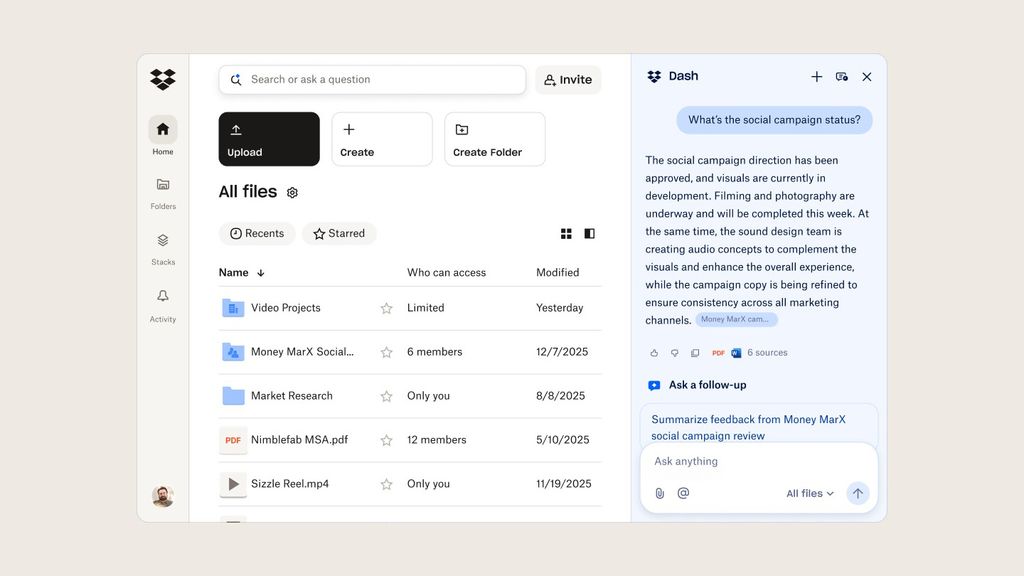Dropbox is bringing more of its Dash AI features to all users | TechRadar