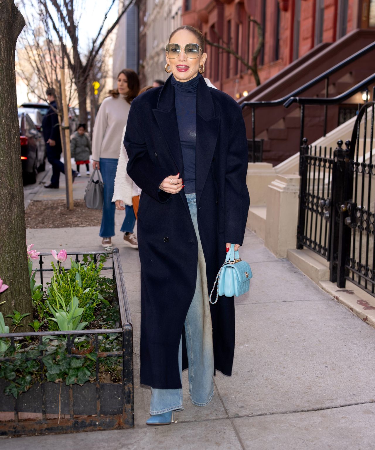 Jennifer Lopez Wears 4 Shades of Blue in Outfit for New York Walk ...