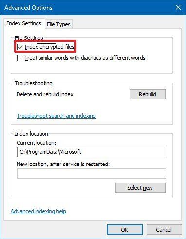 How to add encrypted files to search results on Windows 10 | Windows ...
