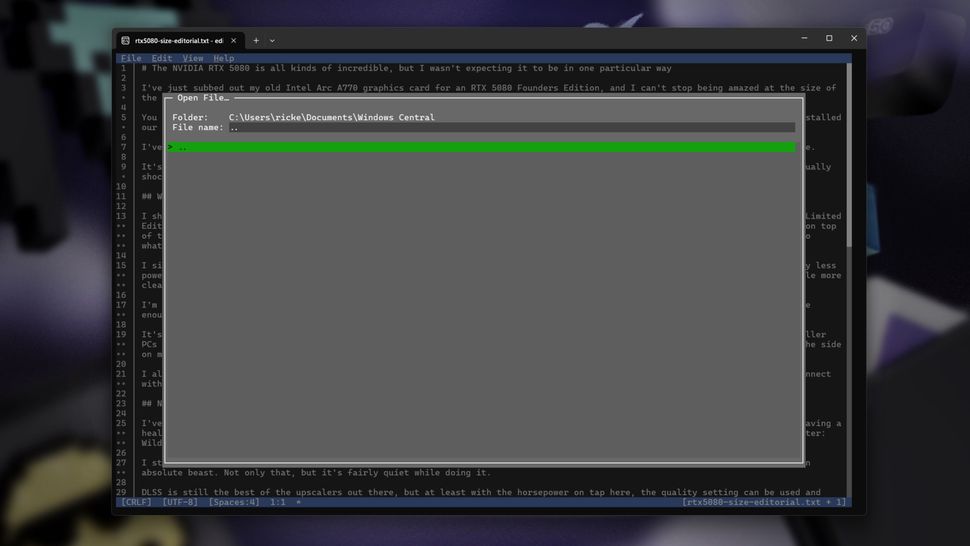 Microsoft has a new text editor, and it's for the terminal | Windows ...