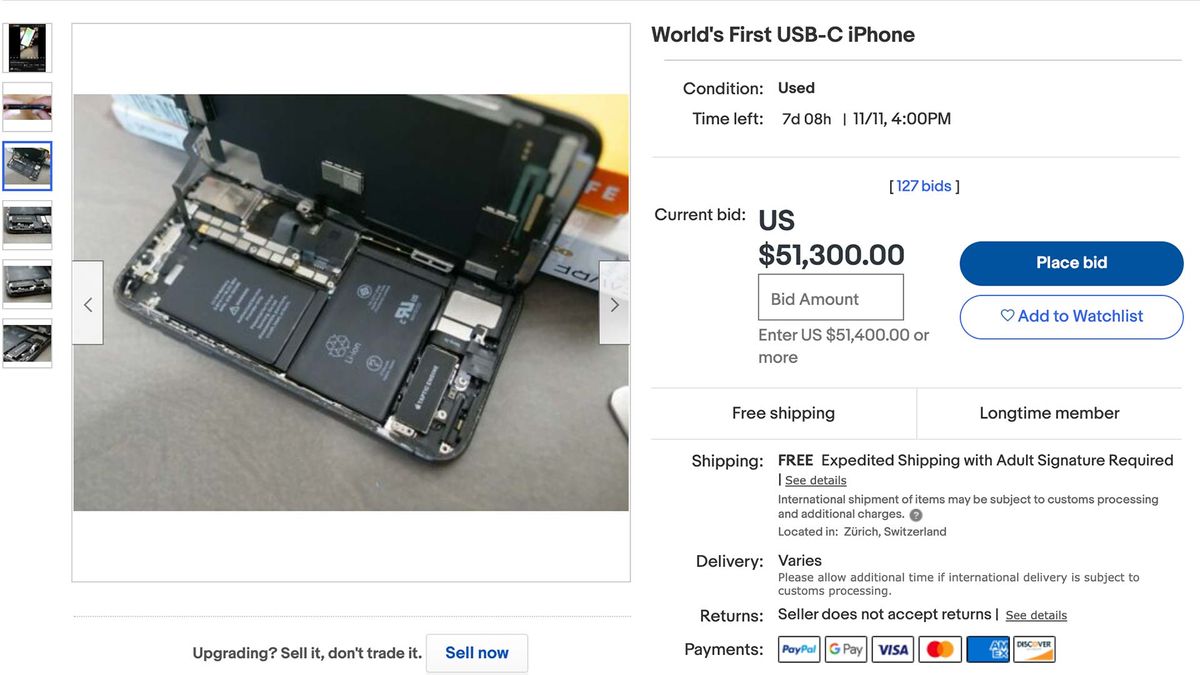 The world’s first USB-C iPhone has hit eBay — and it’s now at $90,000 ...