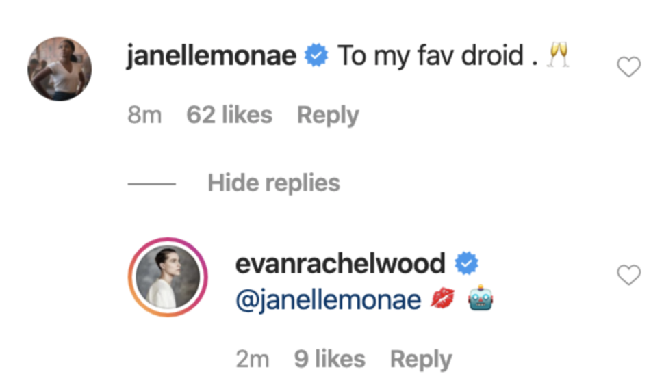 Evan Rachel Wood and Janelle Monae Have Cute Exchange Over Westworld ...