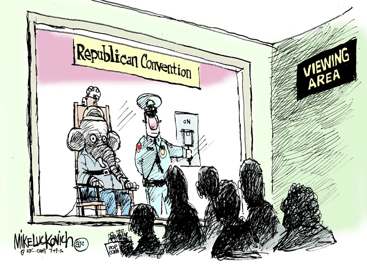 Political cartoon, U.S. Convention viewing area | The Week
