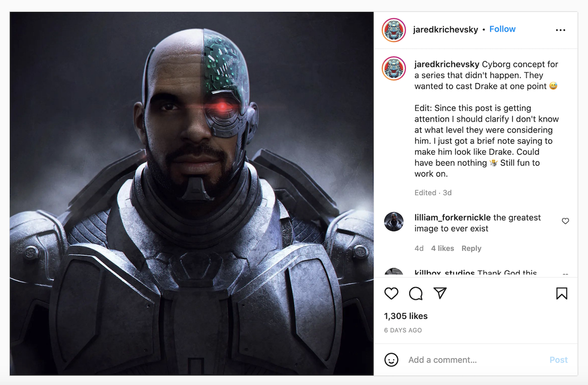 See What Drake Could Look Like As DC’s Cyborg | Cinemablend