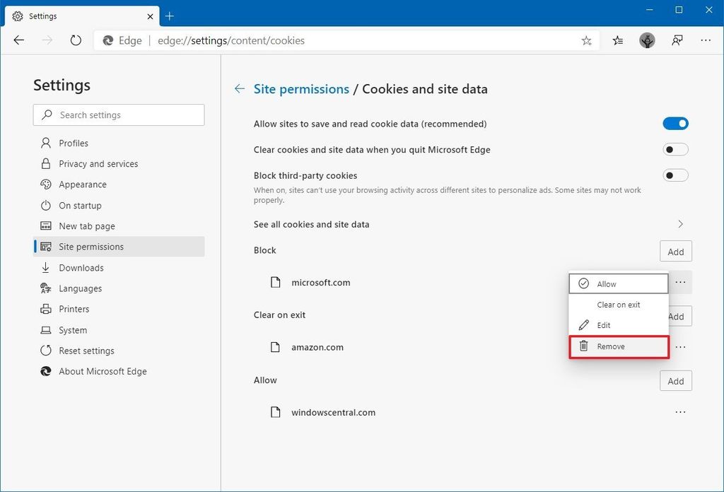 How to manage site permissions on the new Microsoft Edge | Windows Central How to manage site permissions on the new Microsoft Edge | Windows Central