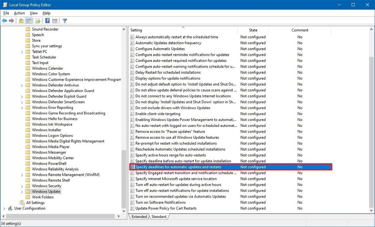 How to specify deadlines for automatic updates and restarts on Windows ...